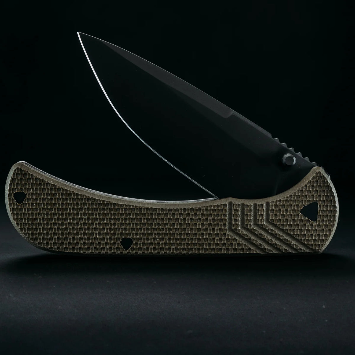 Half Face Blades Cav Folder – 3.5in OD Green G10 Handle Black Blade Ma ...